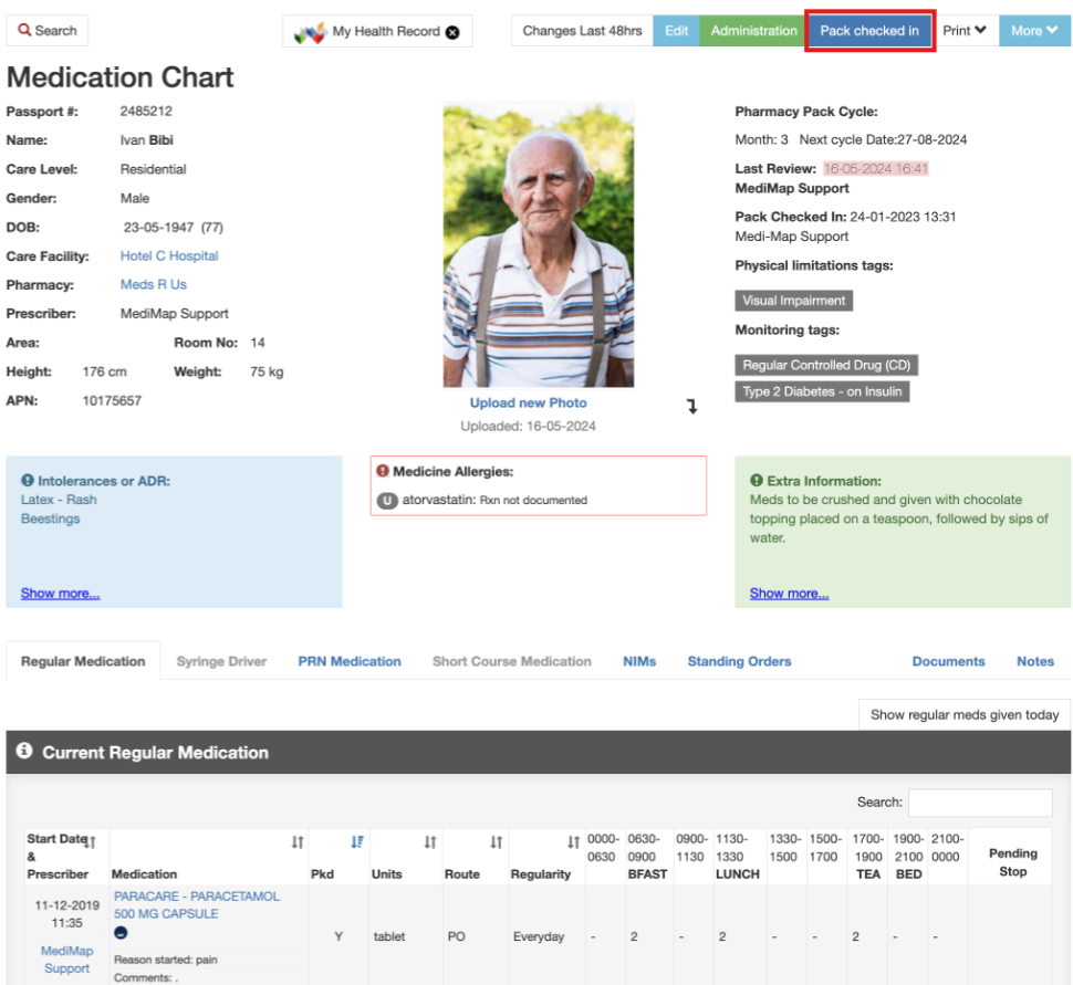 Check in regular packed medications – MediMap