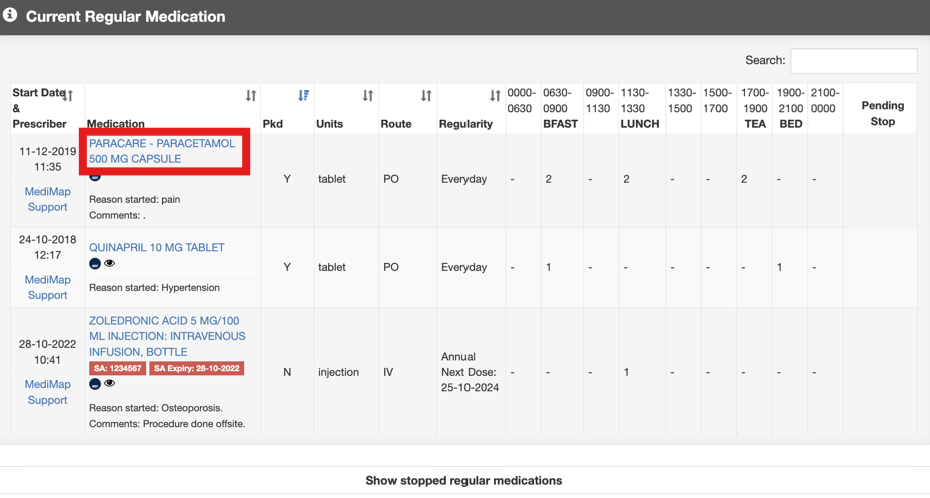 Find a resident and view their chart – MediMap