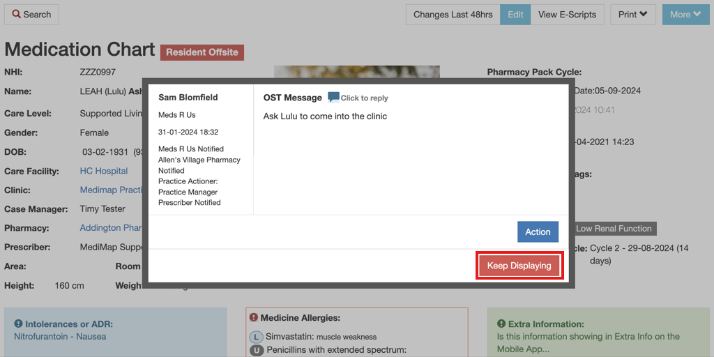 Find a resident and view their chart – MediMap