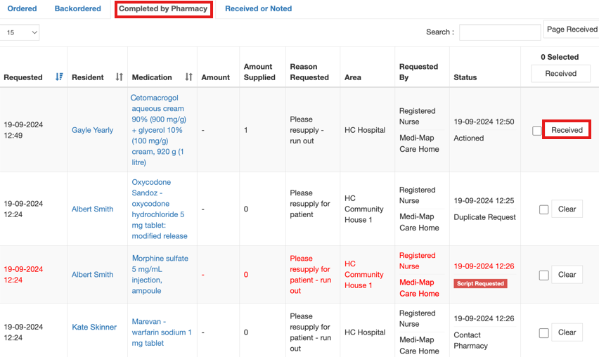 Resupply regular, non-packed or PRN medications – MediMap