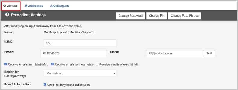 Settings - Prescriber access – MediMap