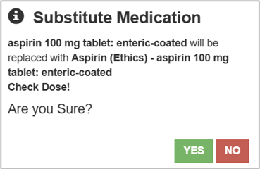 Pharmacy Reports - Substitute a medication – MediMap
